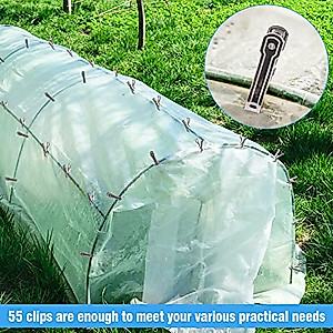 Garden Clips - 55pcs Stainless Steel Greenhouse Clips with Large Open, 2 inch Hoops Clamps for Shade Cloth Film Plant Netting, Grip Strong Heavy Duty Metal Green House Supplies