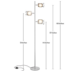 Brightech Tree Floor Lamp for Living Rooms & Offices, Dimmable Standing Lamp for Bedroom Reading, LED Spotlight Floor Lamp, Tall Lamp with Adjustable Panels for Minimal Space Use - Silver