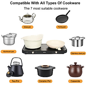 AEWHALE Portable Double Electric Burner with Removable Cast Aluminium Griddle Pan Non-stick,1800 W Hot Plate for Cooking, Independent Temperature Control for Family Party