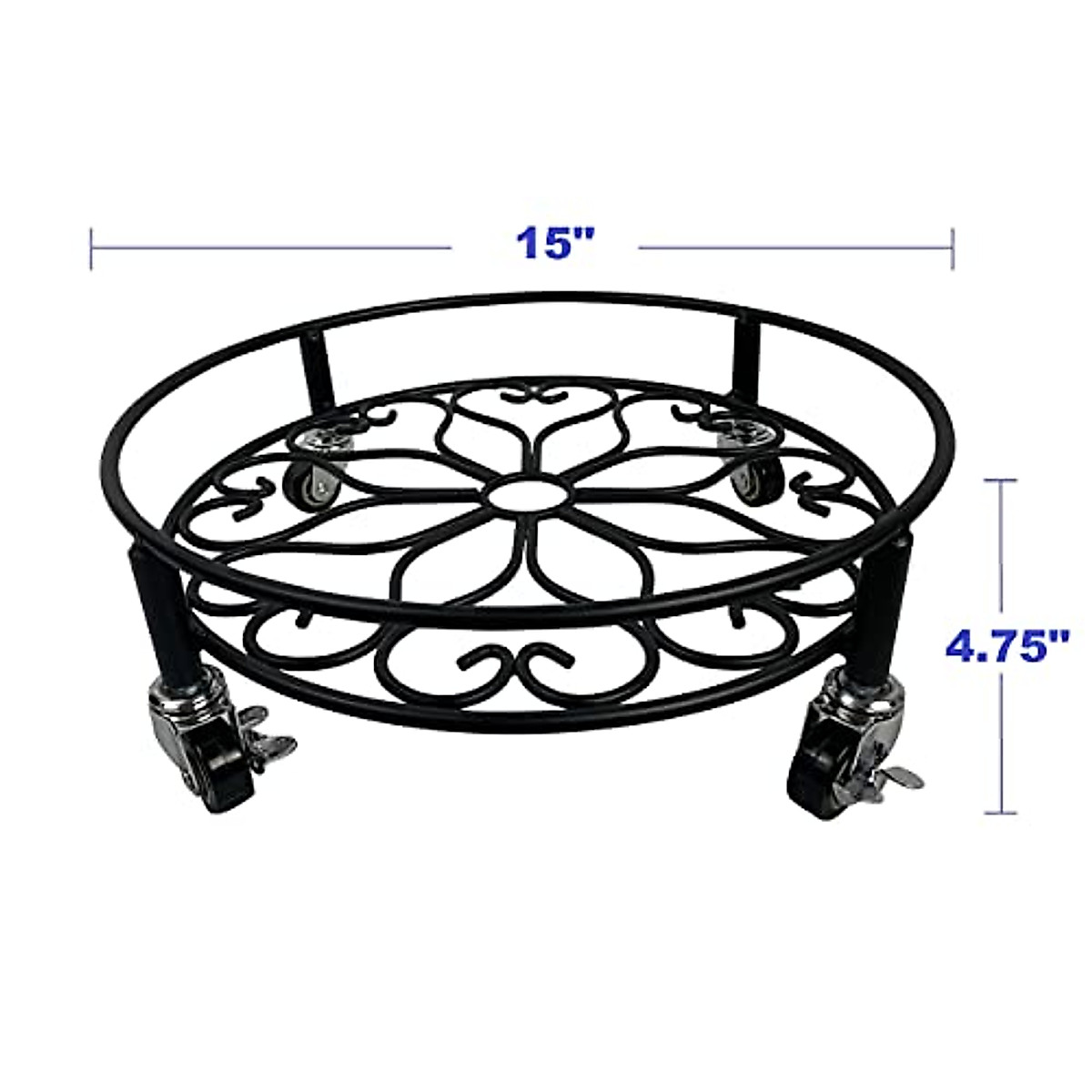 Cocoyard Heavy Duty Metal Plant Caddy Planter Dolly, Flower Pot Holder Rack for Indoor Outdoor Planter Support Planter Pot Trivet (14-Inch Black)