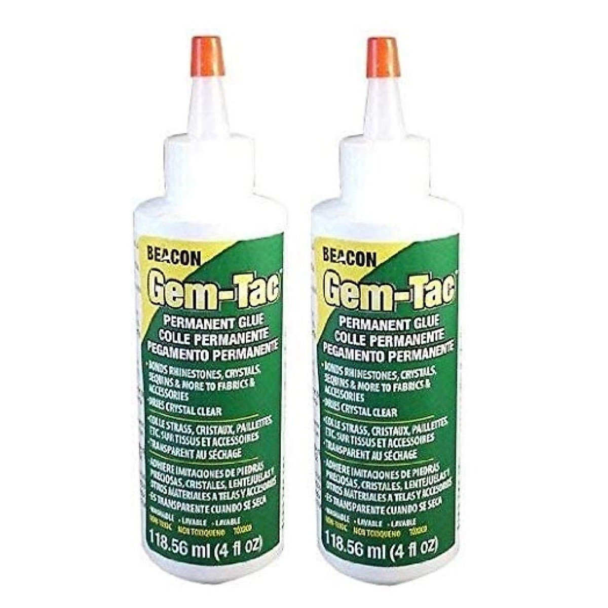 Beacon Gem-Tac Permanent Adhesive, 4-Ounce - 2 Pack