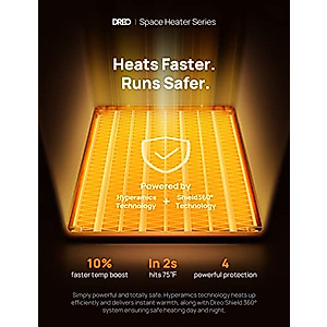 Dreo Space Heater for Bathroom and Indoor, Portable Heater, 1500W Safe and Quiet PTC Ceramic Heater, 40-95°F Digital Thermostat, 70°Oscillating, Remote, ALCI Safety Plug, 12h Timer, 5 Modes