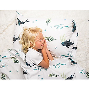 Where The Polka Dots Roam Nautical Ocean Full Bedding Set - 4 Piece Super Soft Kids Bed Set with Fitted Sheet, Flat Sheet, and Pillowcases - Underwater Sea Creatures Design for Boys Girls Room Décor
