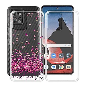 HGJTF Phone Case for Motorola ThinkPhone (6.6"), 2 Pcs Shockproof Soft TPU Silicone Bumper Shell, [Ultra-Thin] [Anti-Yellowing] Back Cover for Motorola ThinkPhone - Clear + Red Heart