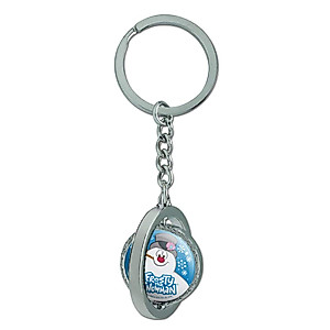 GRAPHICS & MORE Frosty the Snowman Snowing Keychain Spinning Round Chrome Plated Metal