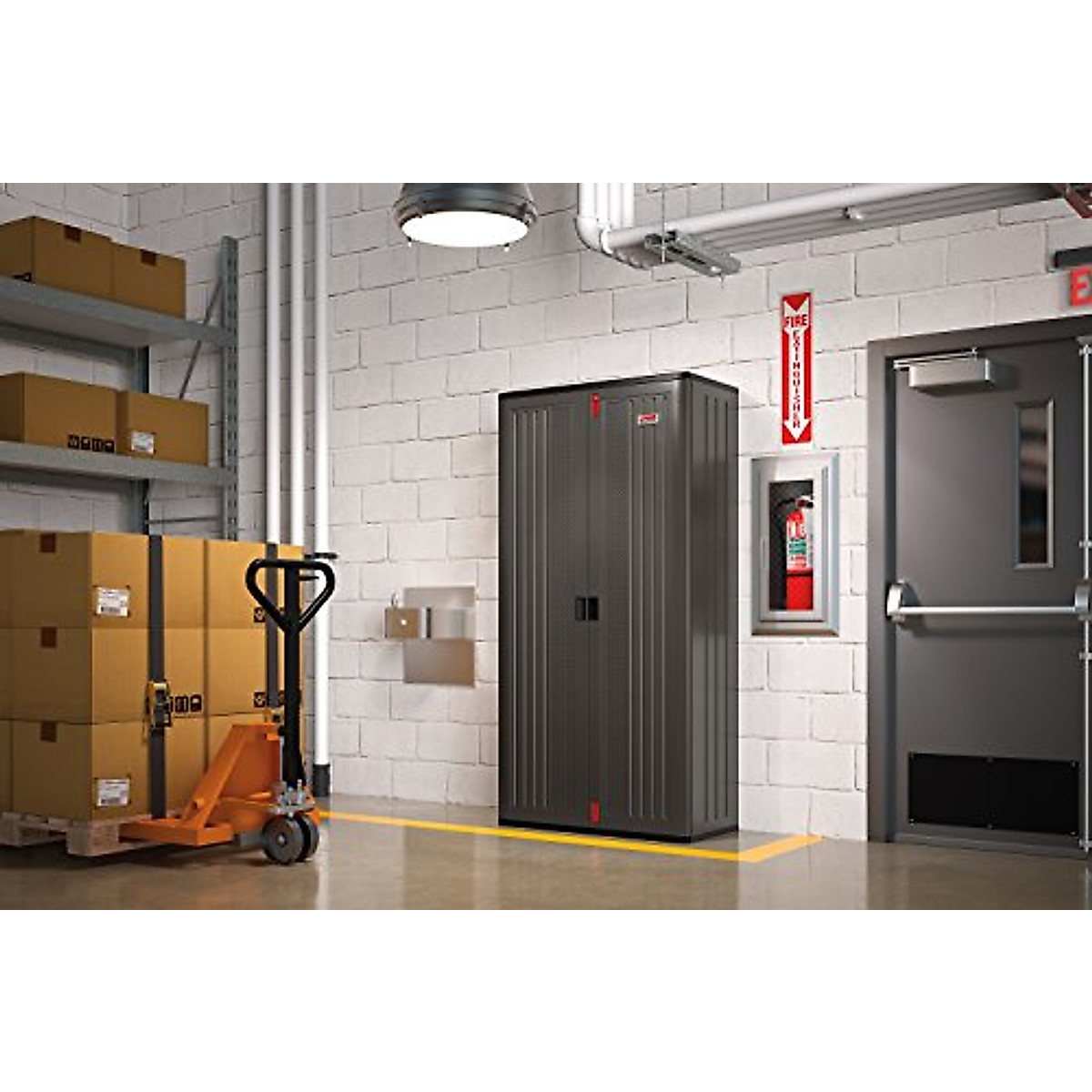 Suncast Commercial Mega Tall Cabinet Blow Molded 4 Shelf, Black