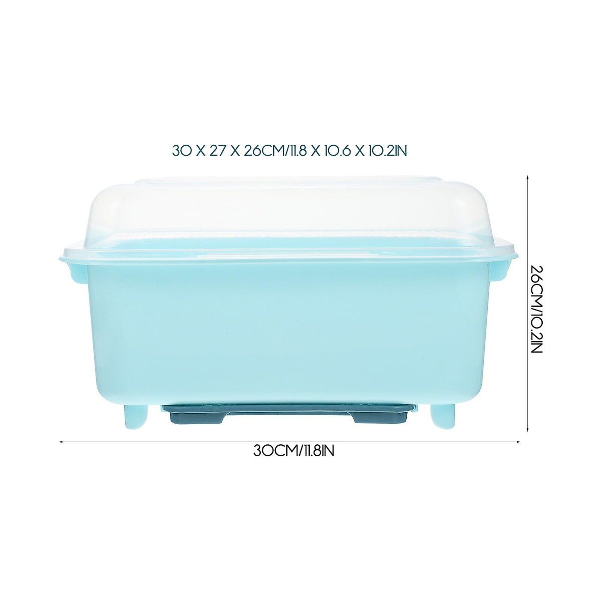 Kichvoe Plastic Dish Drying Rack Bottle Dryer Holder 11.8 * 10Inch Utensil Cutlery Dish Drainer with Cover Lid and Drain Board for Kitchen