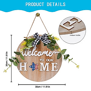 MerryNine 30cm/11.8" Round Welcome Door Sign, Interchangeable Seasonal Icon Wooden Wall Decoration, Various Holiday Christmas New Year Decoration for Garden/Porch/Farmhouse/Store