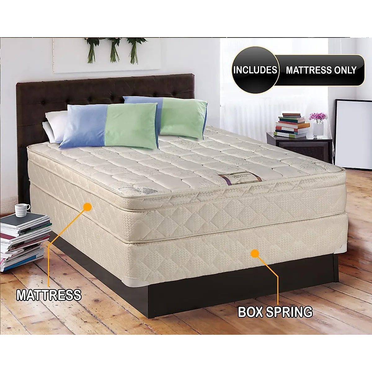 Dream Solutions USA DS Solutions USA Medium Soft Innerspring Mattress Only with Mattress Cover Protector - Good for Your Back, Fully Assembled, Orthopedic (Queen 60"x80"x10")