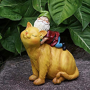CCOQUS Garden Gnome Cat Statue - Garden Decor Outdoor Patio Lawn Yard Christmas Decoration