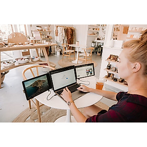 Xebec Tri-Screen 2 | Attachable Laptop Computer Monitor Workstation | Full HD Plug & Play, Mac, PC, 1920x1200 | Portable Monitor for Laptop with USB C Cable & Mini-HDMI to HDMI Cable (Renewed)