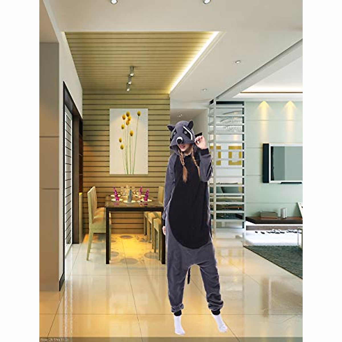 ofodoing Adult Animal One-piece Pajamas Cosplay Animal Homewear Sleepwear Jumpsuit Costume for Women Men…