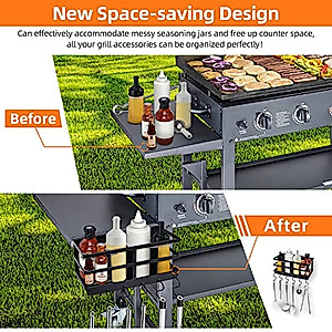 KGDJS Grill Caddy, Upgraded BBQ Caddy Designed for 28"/36" Blackstone Griddles, Removable Griddle Caddy, Space Saving BBQ Accessories Storage Box, Free Drilling Hole & Easy to Install (Black)