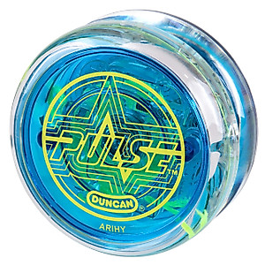 Duncan Toys Pulse LED Light-Up Yo-Yo, Intermediate Level Yo-Yo with Ball Bearing Axle and LED Lights, Clear/Blue