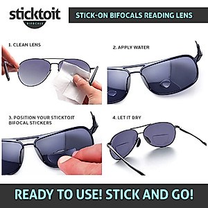 Phillips Safety Products, Inc. StickToIt Stick On Bifocal Lenses, Converts Any Sunglasses or Glasses into Bifocals, Reusable, Adhesive, 2.50 Diopter