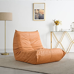 TARTOP Comfy Oversized Lazy, Modern Armless Lounge Chair with Backrest Retro Single-Seat, 100% Sponge-Filled Sofa for Living Room, Bedroom, Salon, Office,Orange