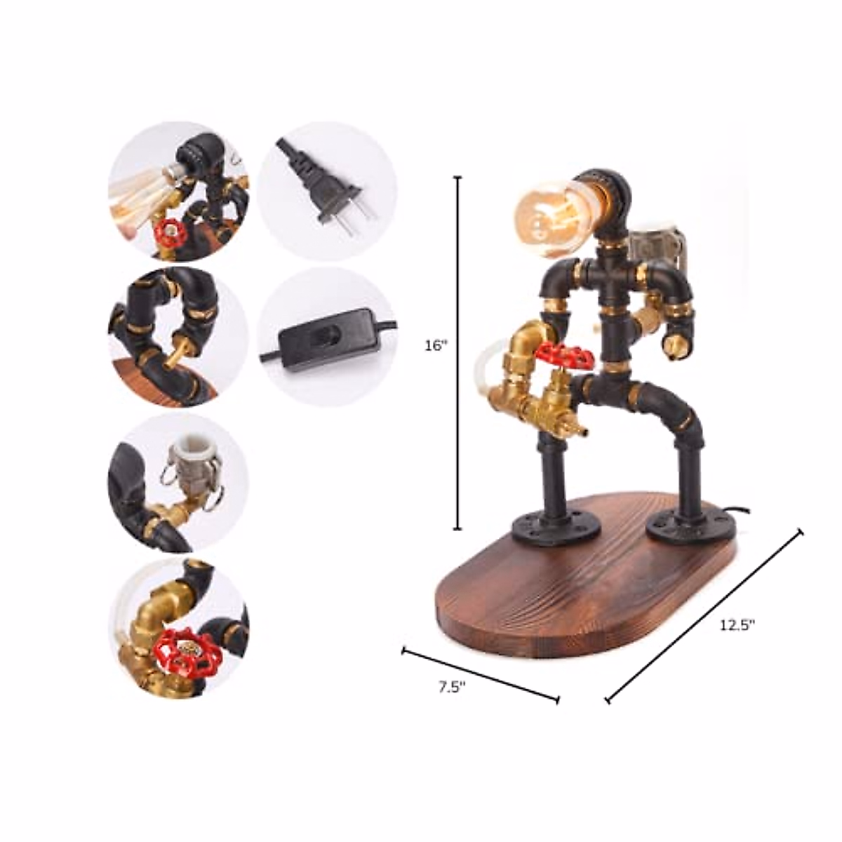 Steampunk Handcrafted Liquor Dispenser - Pipe Robot Lamp, Alcohol Whisky Wine dispenser, Industrial Whiskey Holder, Rustic Style, Man Cave, Decanter Whiskey Gift, Bar Restaurant Cafe - Gifts for Him