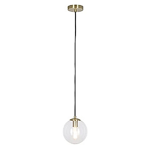 Catalina Lighting 23124-000 Mid-Century Modern Glass Globe Mini Pendant, 8", Brass