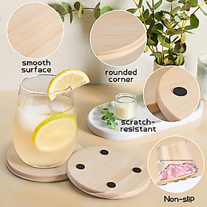 24 Pack Unfinished Wood Coasters, GOH DODD 4" Wood Slices for Nature Crafts & Wedding Decoration, Blank Coasters Wood Kit for DIY Architectural Models Drawing Painting Wood Engraving, Round