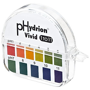 Micro Essential Lab 51 Hydrion Wide Range pH Test Paper Dispenser, 1 - 11 pH, Single Roll