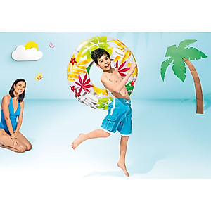 Intex 58263EP Groovy Color Inflatable Tropical Flower Transparent Tube Raft