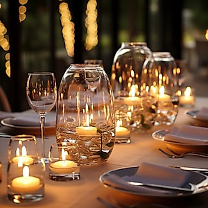 TRIRITE 24pcs 3in White Floating Candles for Centerpieces, Unscented Floating Water Candles for Dinner Candle, Cotton Wick Candlefloating for Wedding & Party Accessory (3in,24pcs)
