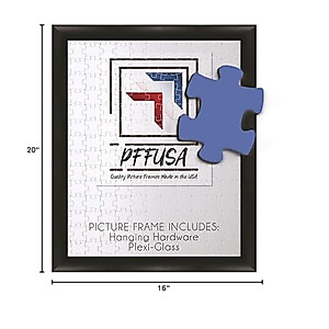 Puzzle Frame | Picture Frame | Poster Frame | Puzzle Frame | 1.25 Inch Black MDF Frame | Plexi Glass and Hanging Hardware Included (16X20)