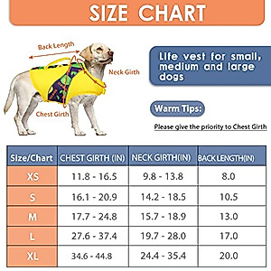 Queenmore Life Vests for Dogs, 2022 Summer Super Buoyant Life Jackets, Printing Adjustable Dog Water Life Preserver for Small Medium Large Dogs (Medium, Yellow)