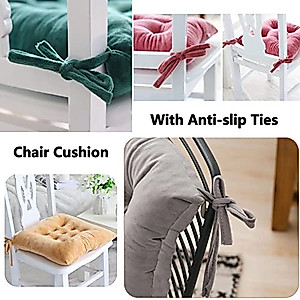 Kitchen Chair Cushions Set of 4 with Ties, Dining Chair Cushions Non Slip, Chair Pads for Dining Chairs Memory Foam, Double-Sides Chair Cushion for Dining Chairs Indoor Outdoor Yellow