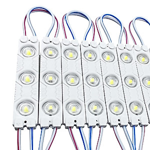 Yolu 20pcs Super Bright 3 LED Injection Module Strip Lights 5630 SMD LEDs with Lens 12V Light for Letter Sign Advertising Signs Storefront Garage-White