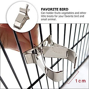 Ipetboom Bird Fruit Clips Bird Cage Food Holder Clips 4pcs Stainless Steel Parrot Fruit Vegetable Clips Bird Cage Feeder Clip for Budgie Parakeet Cockatoo Macaw Cockatiel Conure