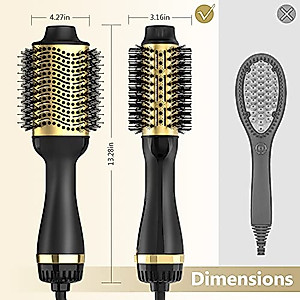 Hair Dryer Brush, lpstea 4 in 1 Hot Air Brush, One Step Hair Dryer & Styler Volumizer with Enhanced Titanium Barrel, Blow Dryer Brush for Women (Gold)