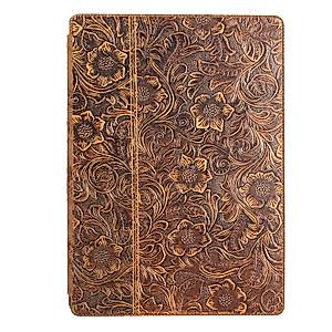 Gexmil Case for iPad Pro 12.9 Inch,2nd/1st Generation(2017/2015) Genuine Leather Cover with Pencil Holder,Cowhide Folio Cover Auto Sleep/Wake,Anti-Fingerprint,Flower Brown