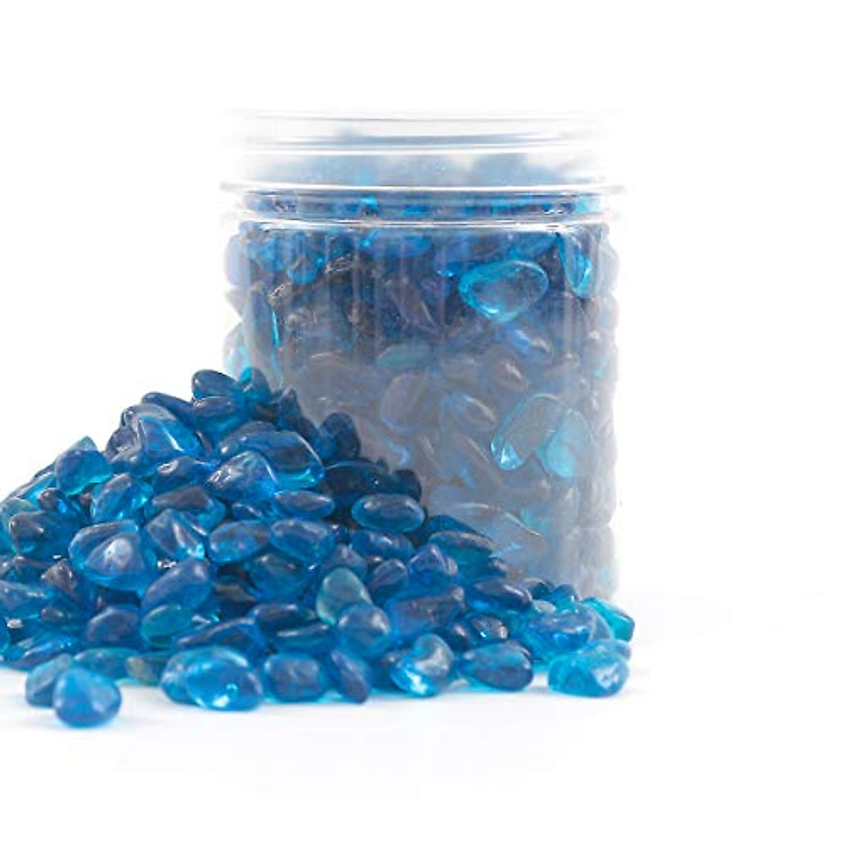 Reflective High Luster Fire Glass, Glass Gravel, Fire Glass Pebbles,Glass Beads Marbles Rocks Gems for Aquarium Garden Decoration, 6-9mm, 305g/0.67lbs (Aquamarine)