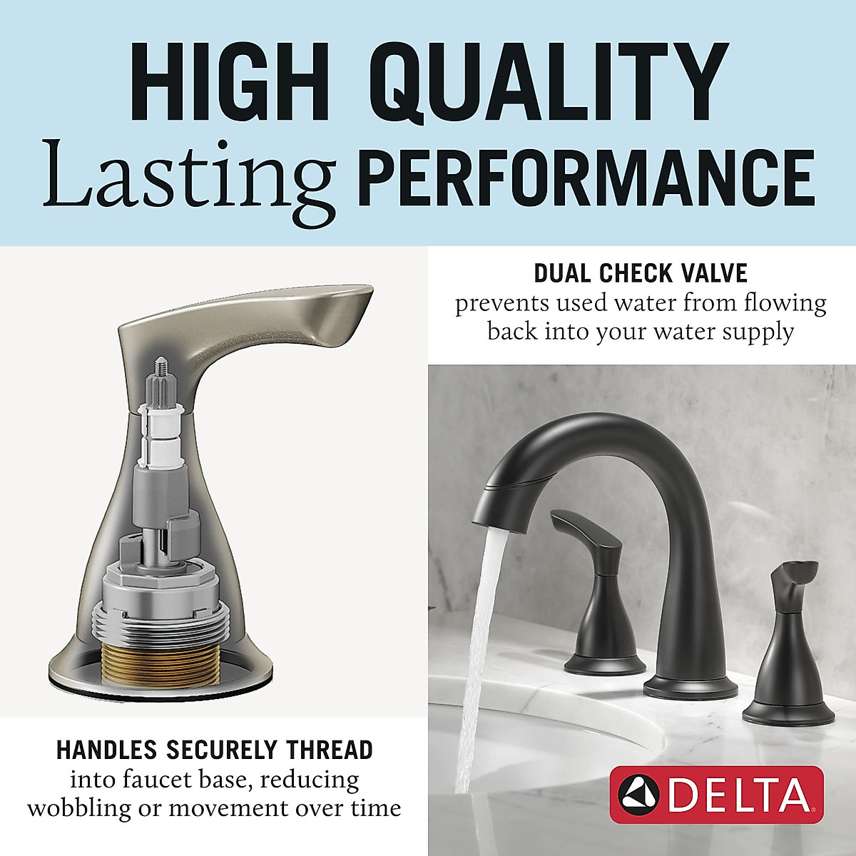 Delta Faucet Broadmoor Pull Down Bathroom Faucet Black, Bathroom Pull Out Faucet, Widespread Bathroom Faucet 3 Hole with Magnet Dock, Bathroom Sink Faucet, Matte Black 35765LF-BLPD