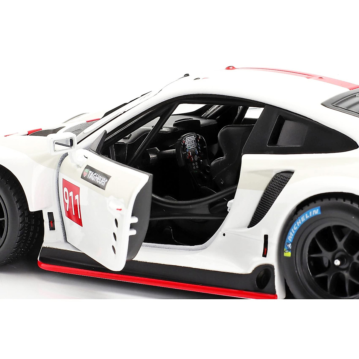 Bburago Die Cast Model Cars Porsche 911 RSR GT #911 White Race Series 124 Diecast Model Car by Bburago 28013