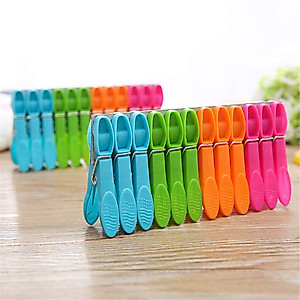Yu2d 24Pcs Laundry Clothes Pins Hanging Pegs Clips Plastic Hangers Racks Clothespins