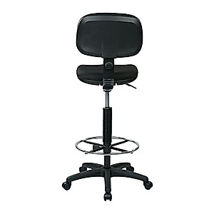 Office Star DC Series Adjustable Drafting Chair with Foot Ring and Sculptured Foam Seat, Icon Black Fabric