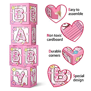AFZMON Kitty Decoration Balloon Box, 4 PCS Pink Kitty Birthday Party Decoration Boxes for Hello Party, Baby Shower, Cute Kitty Theme Party Decor Accessories Pink Supplies