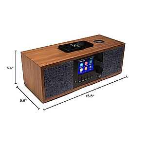 Grace Digital Mondo Elite Duo Smart Internet Radio, Bluetooth, Wi-Fi, 7-Day Alarm – Microphone Free (Walnut)