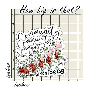 Miraki Community Is Resistance Sticker, Social Justice Sticker, Activist Sticker, Human Rights Sticker, Water Assitant Die-Cut Vinyl Funny Decals for Laptop, Phone, Water Bottles, Kindle Sticker