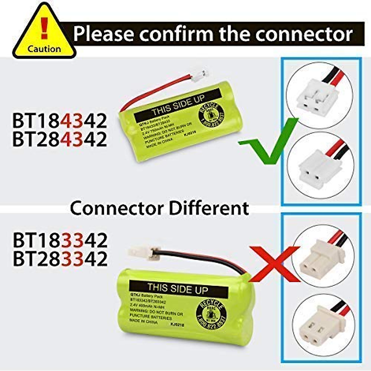 QTKJ BT18433 BT28433 BT184342 BT284342 BT-1011 Cordless Phone Battery for Vtech CS6209 CS6219 CS6229 DS6301 DS6101 BT-1018 BT-1022 AT&T CL80109 BT-6010 BT-8000 BT-8300 Uniden DCX400 Handset (6-Pack)