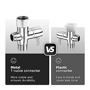 Hlsicnalm Brass T Adapter Brass T Adapter with Shut-Off Valve 3-Way Tee Connector 7/8In X 7/8In X G1/2 for Toilet Bidet Sprayer