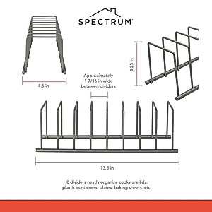 Spectrum Dish Drying Rack for Kitchen Counter, Euro Kitchen Organizer (Industrial Gray) - Space-Saving Dish Rack Holder - Dish Drainer for Pots & Pans, Plates, Cutting Boards, Serving Trays & Lids