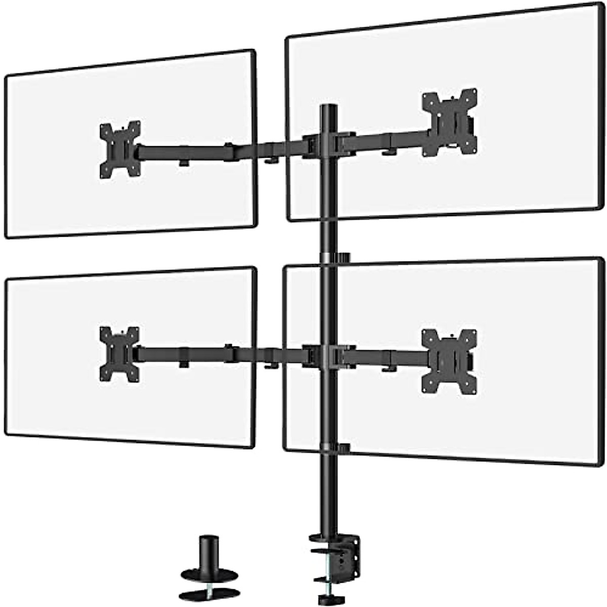 WALI Quad Monitor Desk Mount, 4 Monitor Stand Fits Heavy Duty Computer Screen up to 27 inch, Full Adjustable Monitor Arm Holds up to 22 lbs per Arm (M004), Black