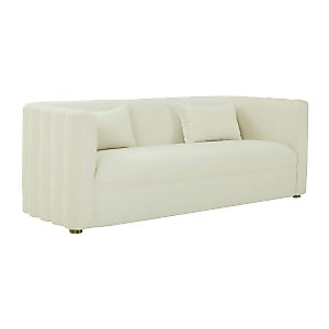 TOV Furniture Callie 29.1" H Modern Velvet Upholstered/Wood Sofa in Cream