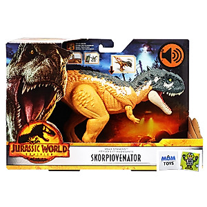 Jurassic World Skorpiovenator Dinosaur Action Figure Dino Kids Roar Strike Feature with Attack Roar Gift Bundle with 2 My Outlet Mall Stickers