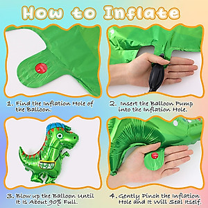 Dinosaur Balloons, 7 Pcs Baby Dinosaur Foil Balloons, Giant Dino Animal Mylar Balloons for Dinosaur Animal Birthday Party Decorations Baby Shower Gender Reveal