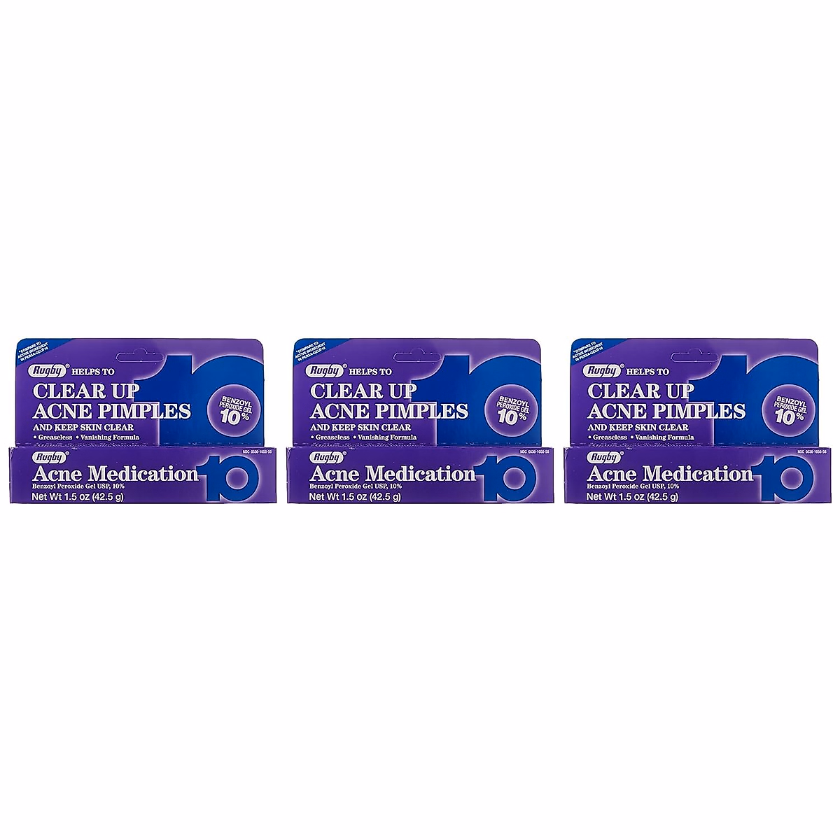 Rugby Acne Medication 10%, 1.5 Ounce (Pack of 3)