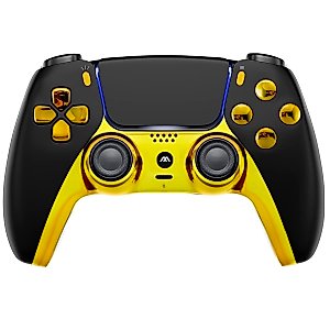 Custom Wireless UN-MODDED PRO Controller compatible with PS5 Exclusive Unique Design (Black/Gold)